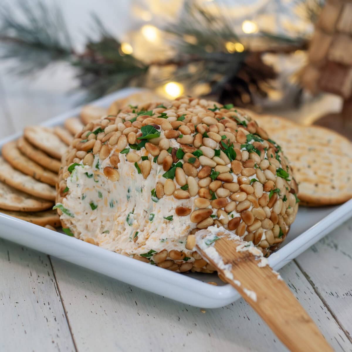 Simple Cheese Ball with Pine Nuts - cookitwithtim.com